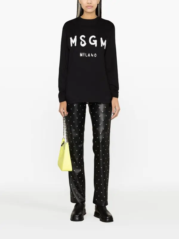 MSGM Logo-print Cotton T-shirt - Black