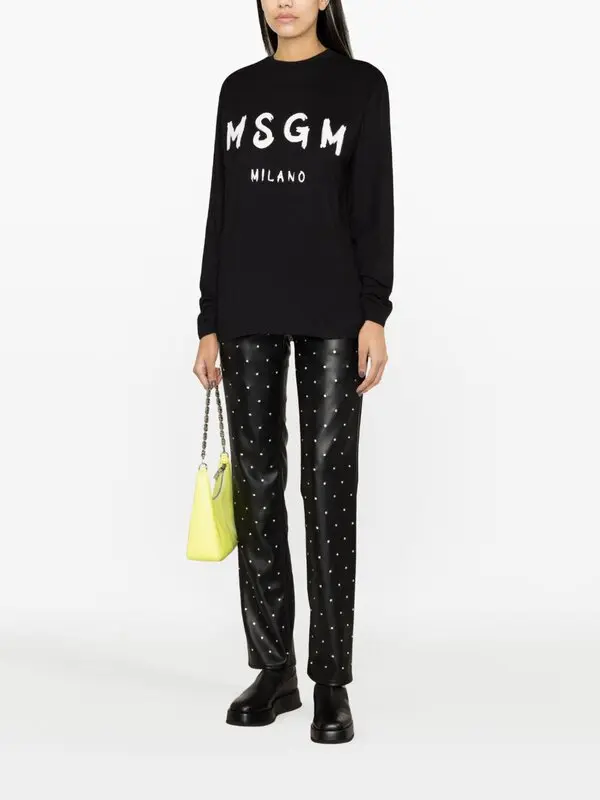 MSGM Logo-print Cotton T-shirt - Black