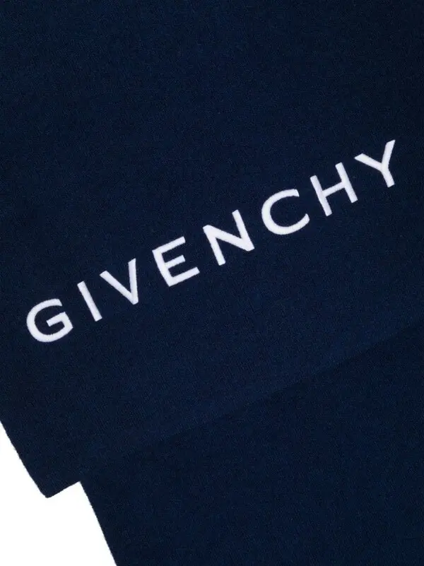 Givenchy Logo-embroidered Fine-knit Scarf - Blue
