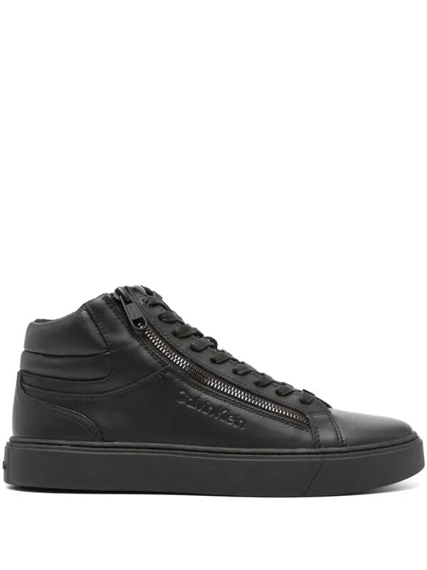 Calvin Klein Debossed Leather High-top Sneakers