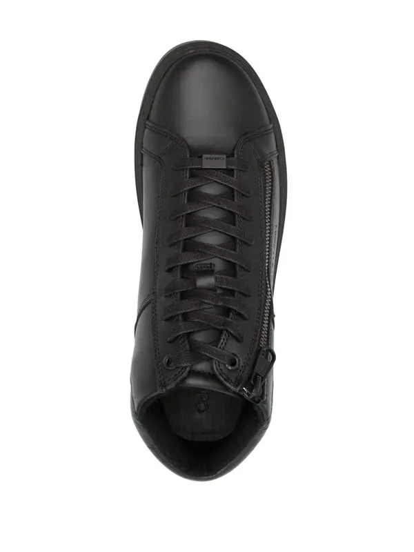 Calvin Klein Debossed Leather High-top Sneakers