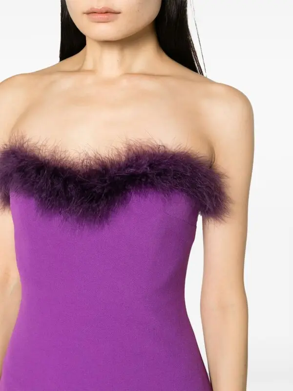 Amen Feather-trim Strapless Mini Dress