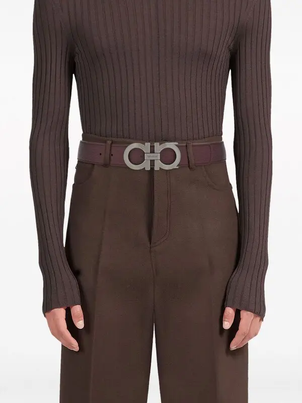FERRAGAMO Gancini-buckle Leather Belt - Red