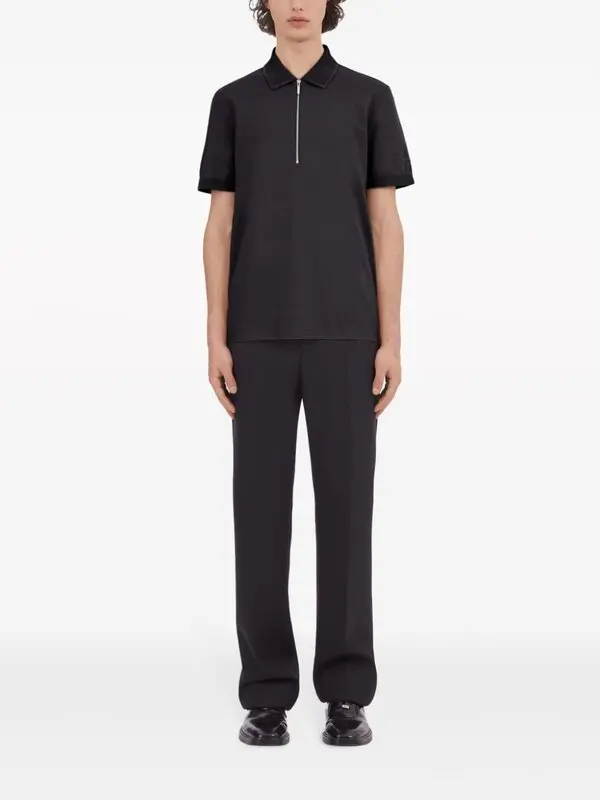 FERRAGAMO Logo-embroidered Cotton Polo Shirt - Black