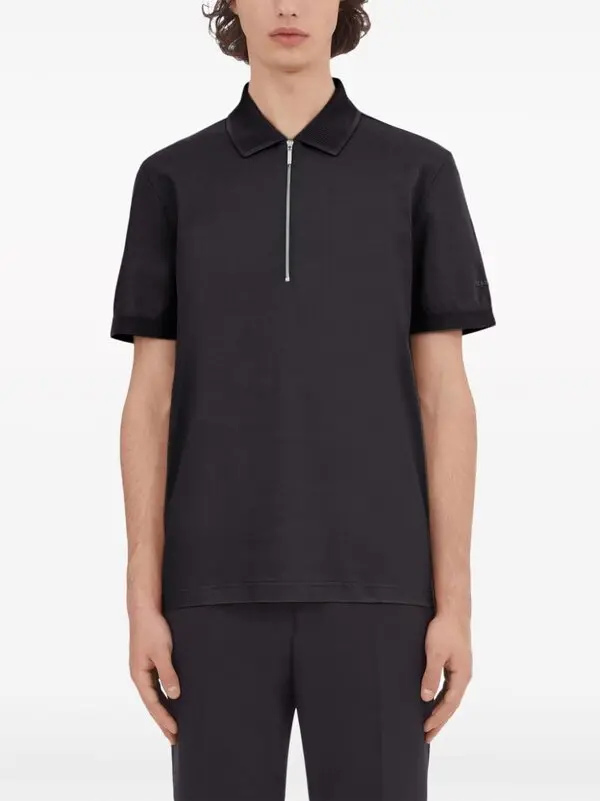 FERRAGAMO Logo-embroidered Cotton Polo Shirt - Black