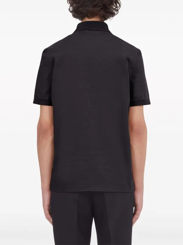 FERRAGAMO Logo-embroidered Cotton Polo Shirt - Black