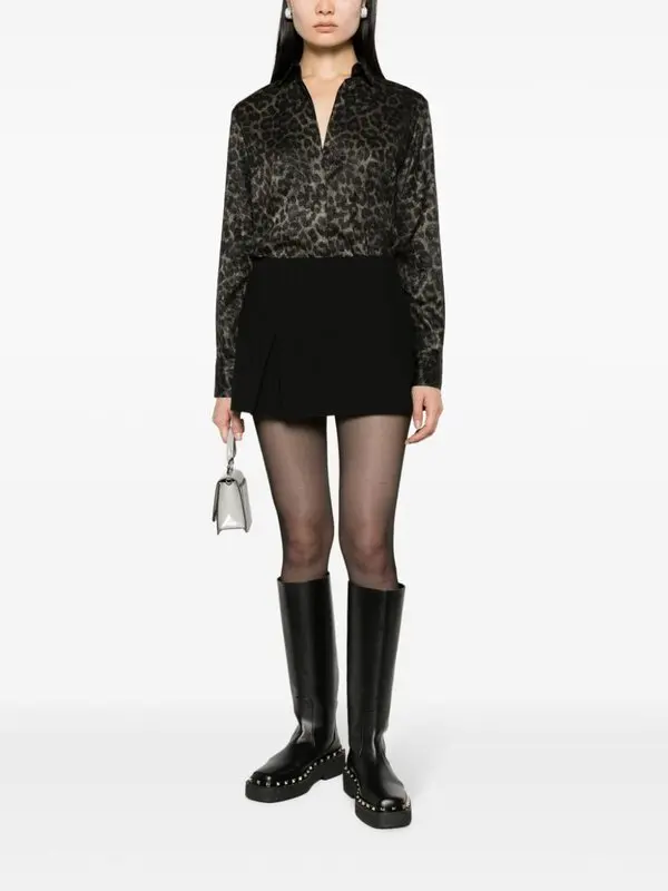 BLANCA VITA Leopard-print Satin Shirt