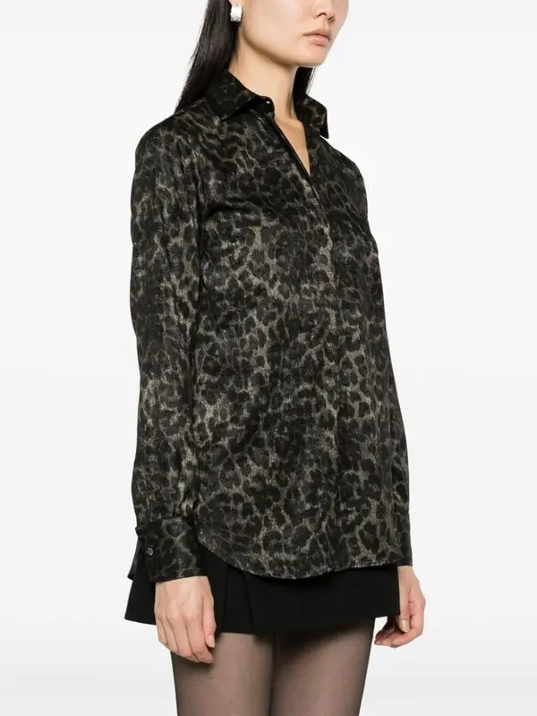 BLANCA VITA Leopard-print Satin Shirt