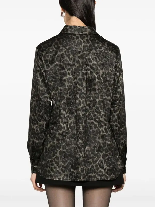 BLANCA VITA Leopard-print Satin Shirt