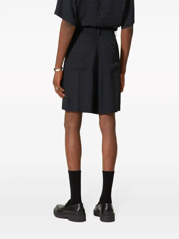 Valentino Garavani Toile Iconographe Silk Bermuda Shorts - Black