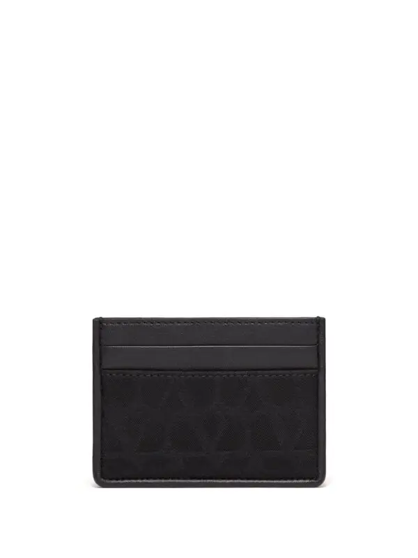 Valentino Garavani Toile Iconographe Leather Cardholder - Black