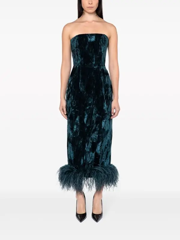 16Arlington Minelli Feather-trimmed Midi Dress
