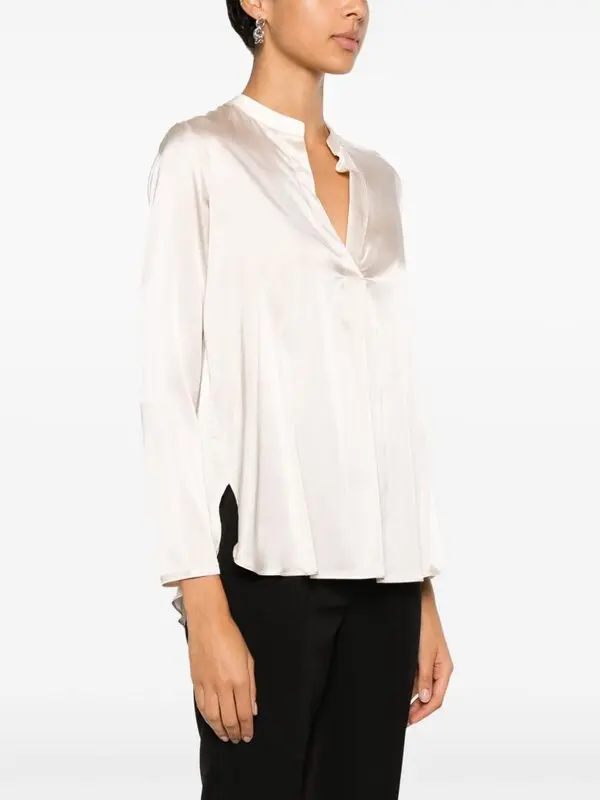 BLANCA VITA V-neck Silk Blouse