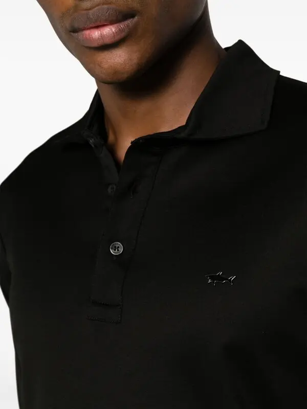 Paul & Shark Logo-plaque Cotton Polo Shirt - Black