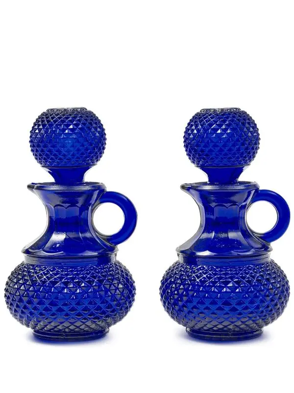 CABANA Galeano Glass Oil And Vinegar Set - Blue