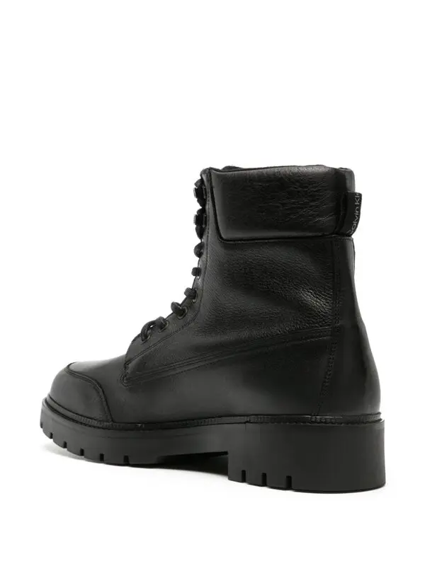 Calvin Klein Logo-patch Leather Ankle Boots