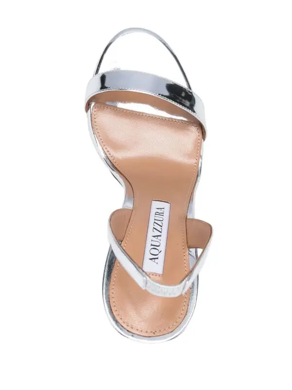 AQUAZZURA So Nude 110mm Leather Sandals - Silver