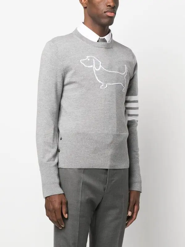 Thom Browne 4-bar Stripe Wool Jumper - Grey