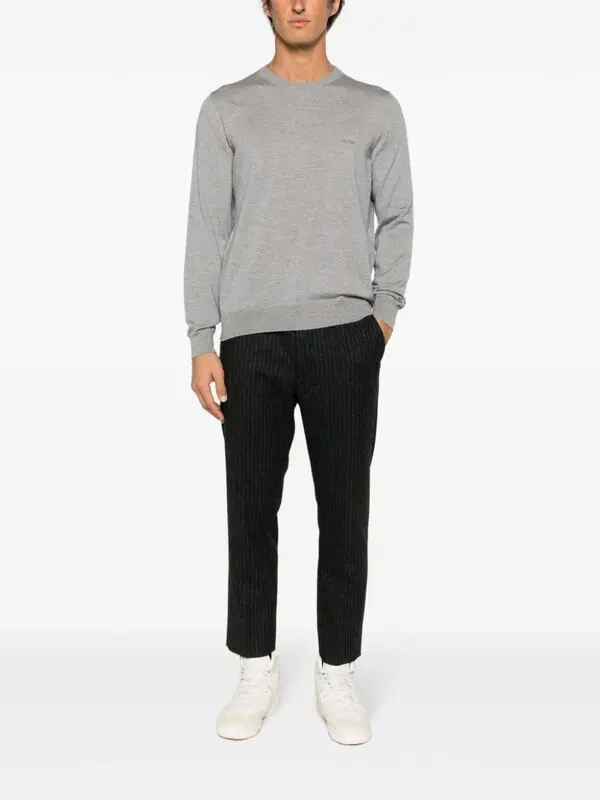 BOSS Fine-knit Virgin Wool Jumper - Grey