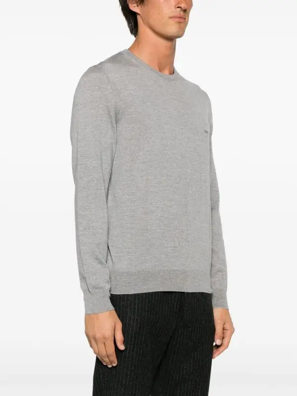 BOSS Fine-knit Virgin Wool Jumper - Grey