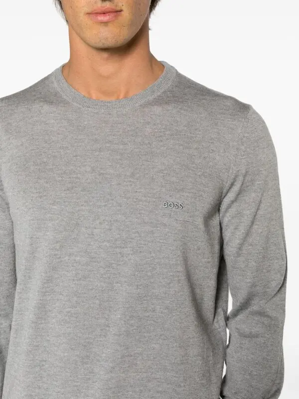BOSS Fine-knit Virgin Wool Jumper - Grey