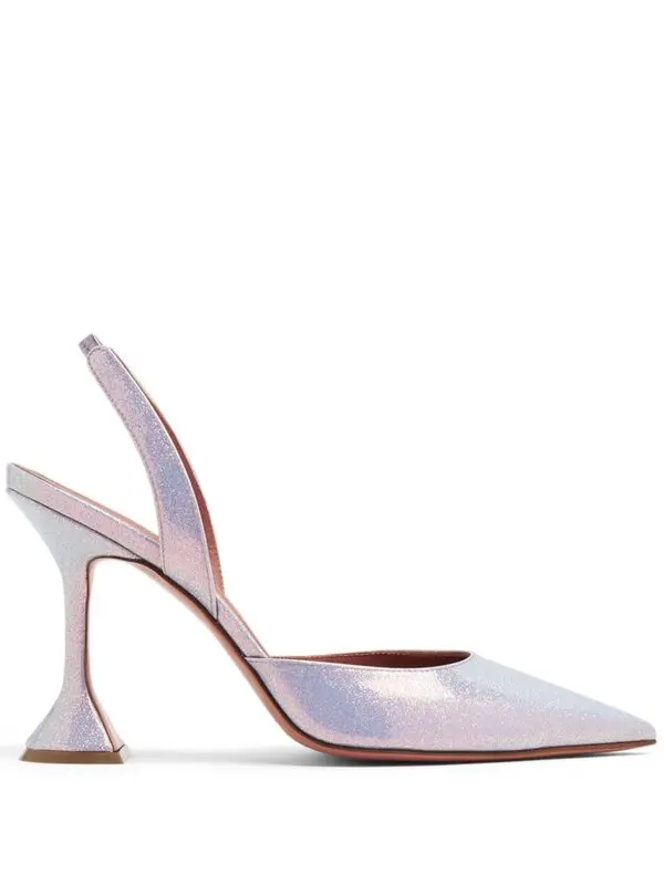 Amina Muaddi Holli 95mm Leather Slingback Pumps