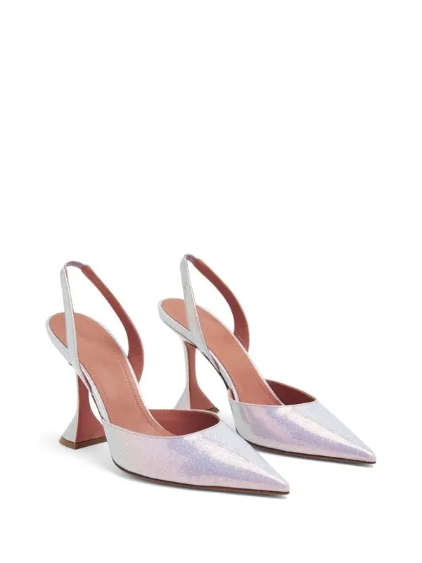 Amina Muaddi Holli 95mm Leather Slingback Pumps