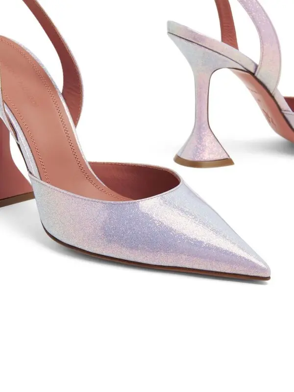 Amina Muaddi Holli 95mm Leather Slingback Pumps