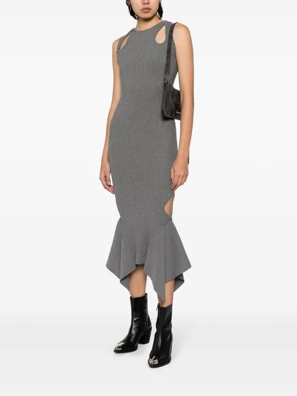 ANDREĀDAMO Cut-out Ribbed Midi Dress