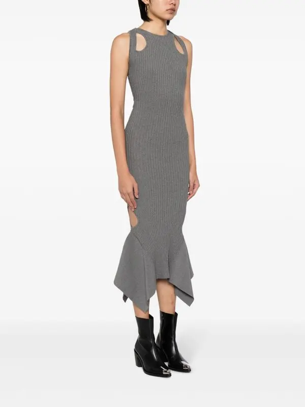 ANDREĀDAMO Cut-out Ribbed Midi Dress