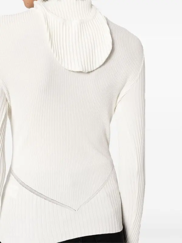 ANDREĀDAMO Ribbed-knit Hoodie Top