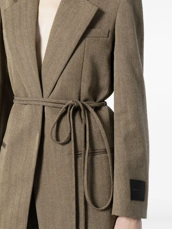 Alexander Wang Herringbone Wrap Wool Blazer
