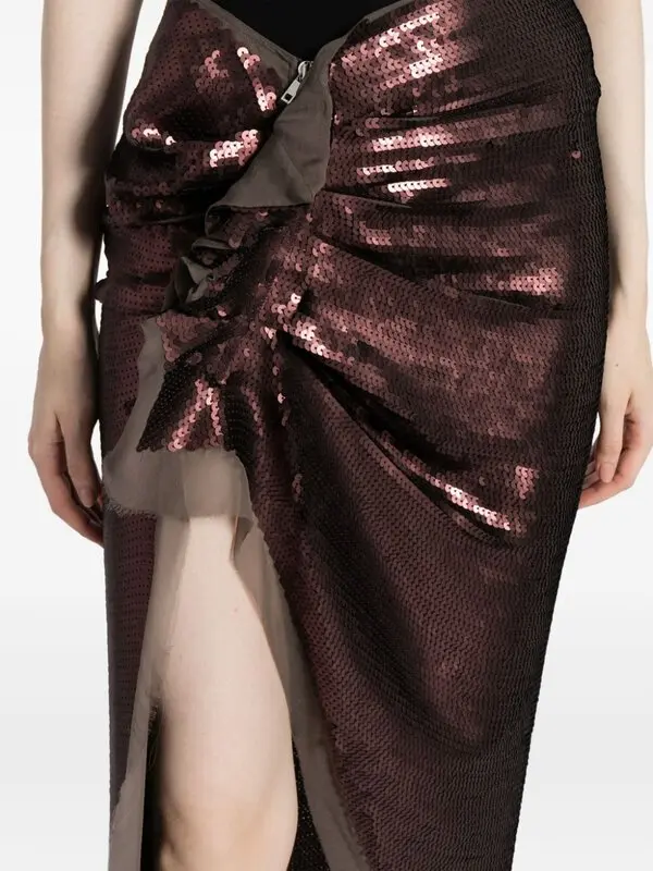 Rick Owens Edfu Sequinned Maxi Skirt - Brown