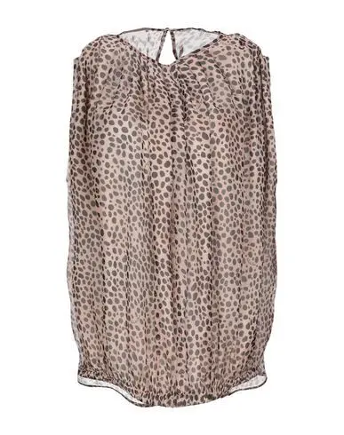 L' AUTRE CHOSE Silk Animal Print Top - Sand