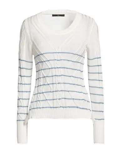 High Cotton-blend Striped Sweater - White