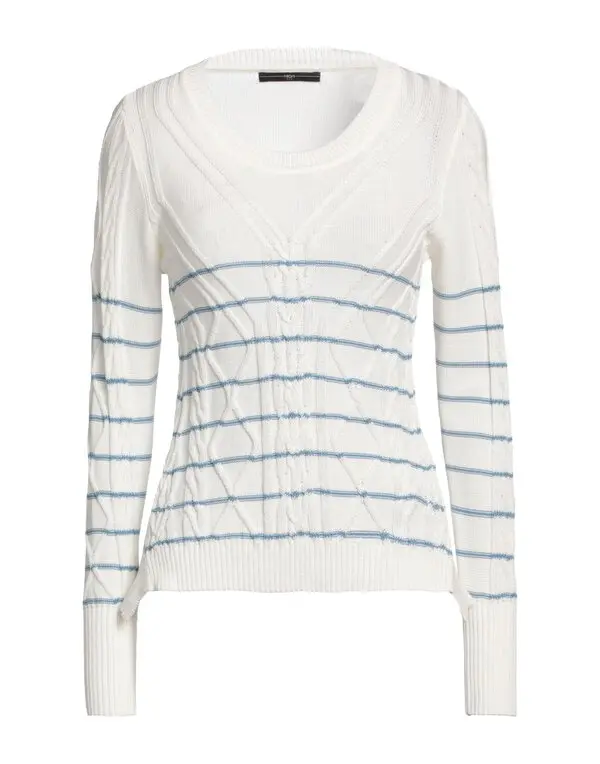 High Cotton-blend Striped Sweater - White