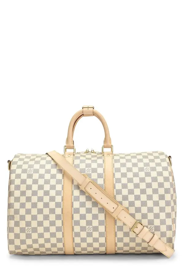 LOUIS VUITTON Damier Azur Keepall Bandouliere 45 - White