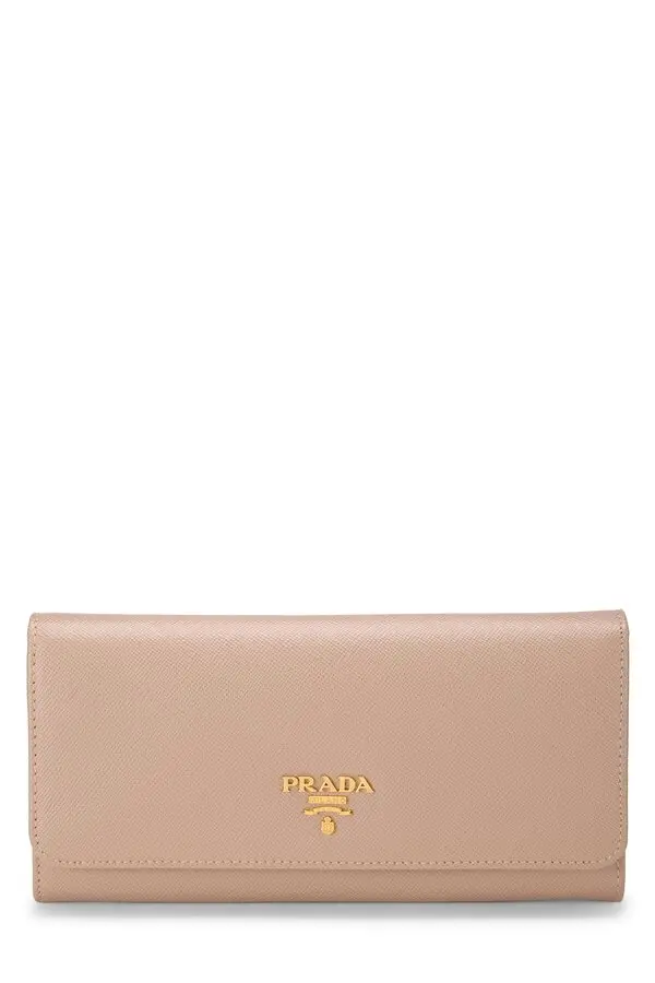 Prada Saffiano Continental Wallet - Beige
