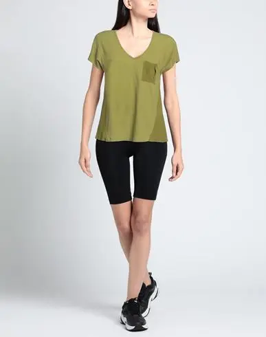 High Echo T-shirt In Military Cotton, Linen, And Rayon - Green