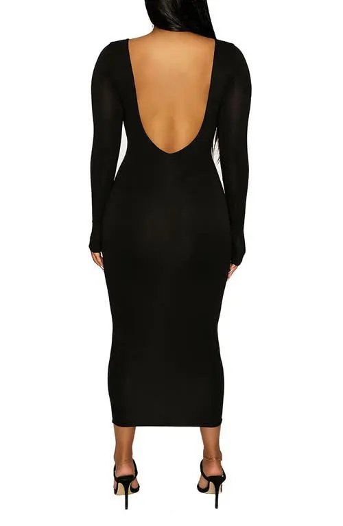 Naked Wardrobe Timeless Long Sleeve Body-con Midi Dress