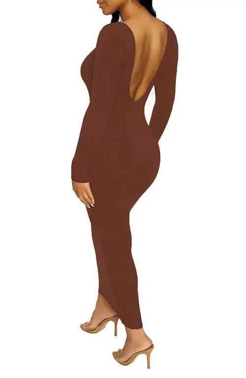 Naked Wardrobe Timeless Long Sleeve Body-con Midi Dress
