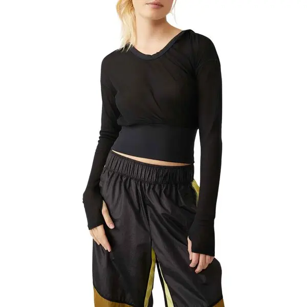 Free People Love High Cutout Layer Top - Black