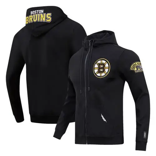 PRO STANDARD Boston Bruins Classic Chenille Full-zip Hoodie Jacket - Black