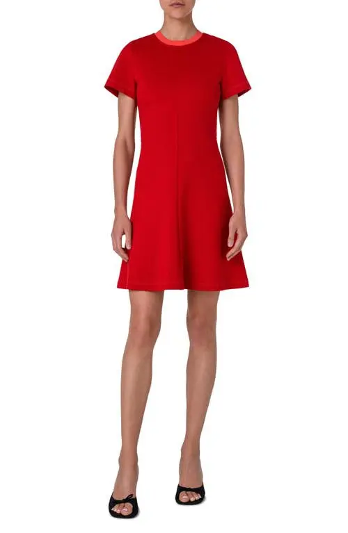 Akris Tipped Neckline Stretch Jersey Dress