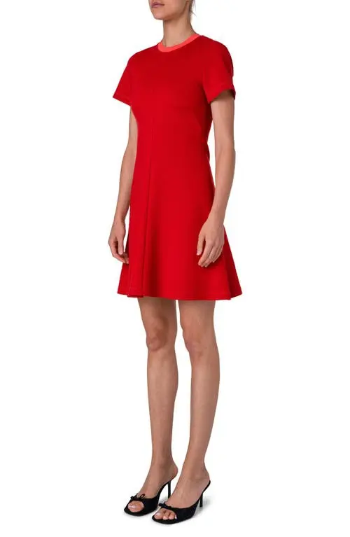 Akris Tipped Neckline Stretch Jersey Dress