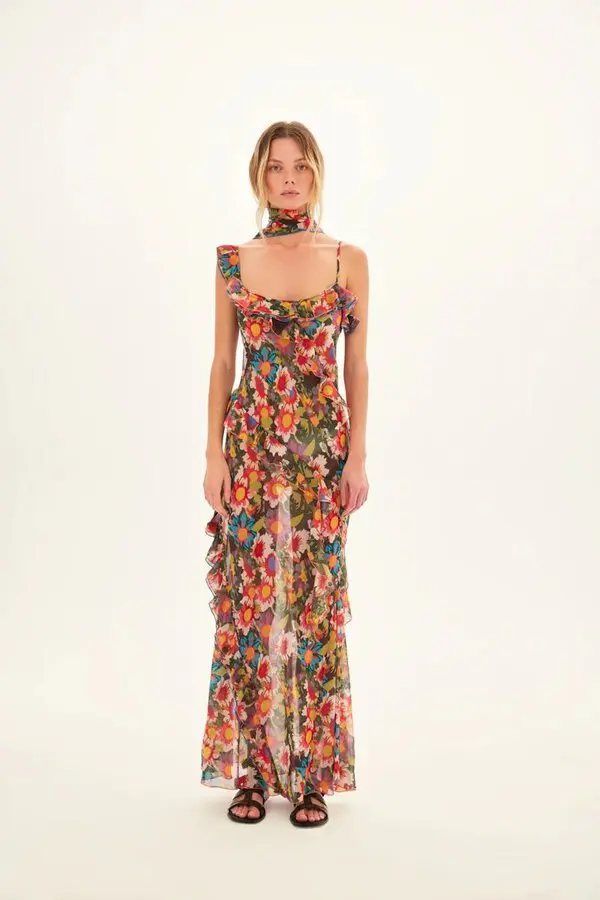 monica halter ribbed floral dress Siedres Monica Dress In Multicolor - 12% Off
