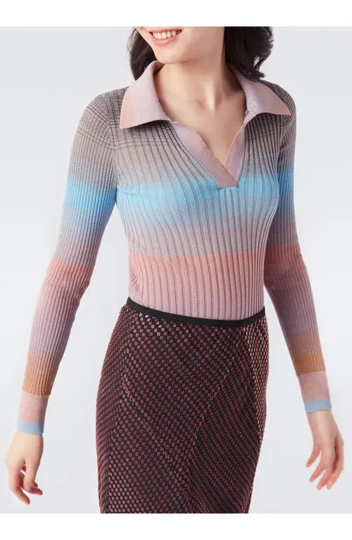 Diane Von Furstenberg Desreen Gradient Stripe Cotton Blend Sweater