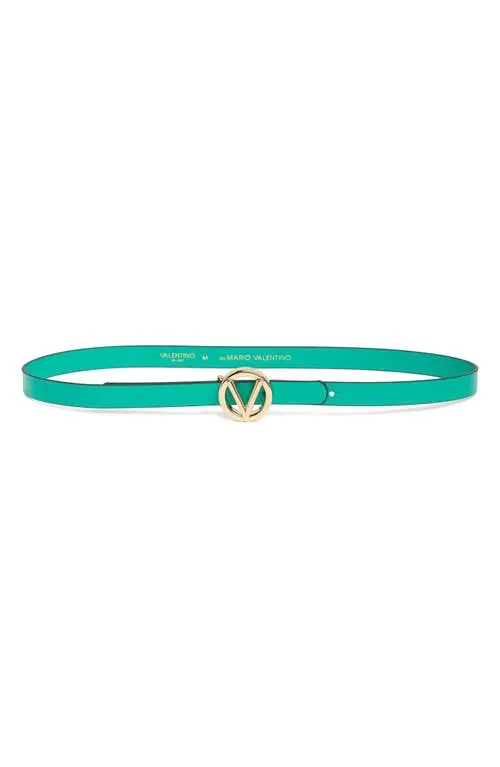 Valentino by Mario Valentino Baby Logo Leather Belt In Green S $300 NEW VALENTINO BY MARIO VALENTINO GOLD TONE BELT BUCKLE BLACK  main image 4