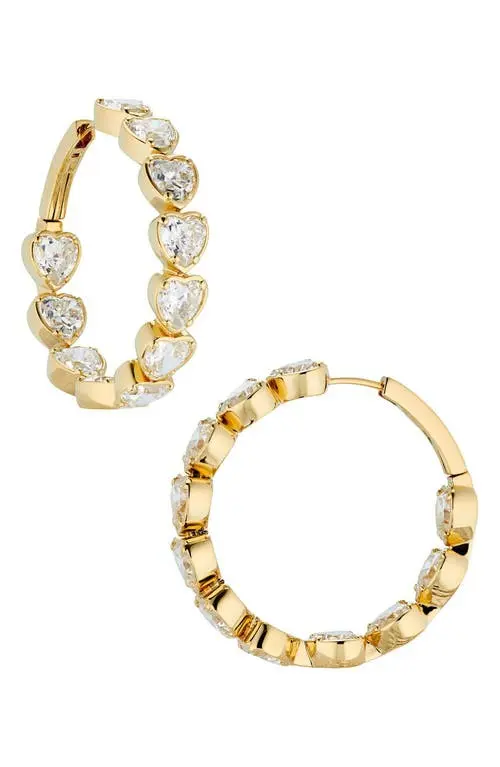 Nadri Heart Cubic Zirconia Hoop Earrings - Gold