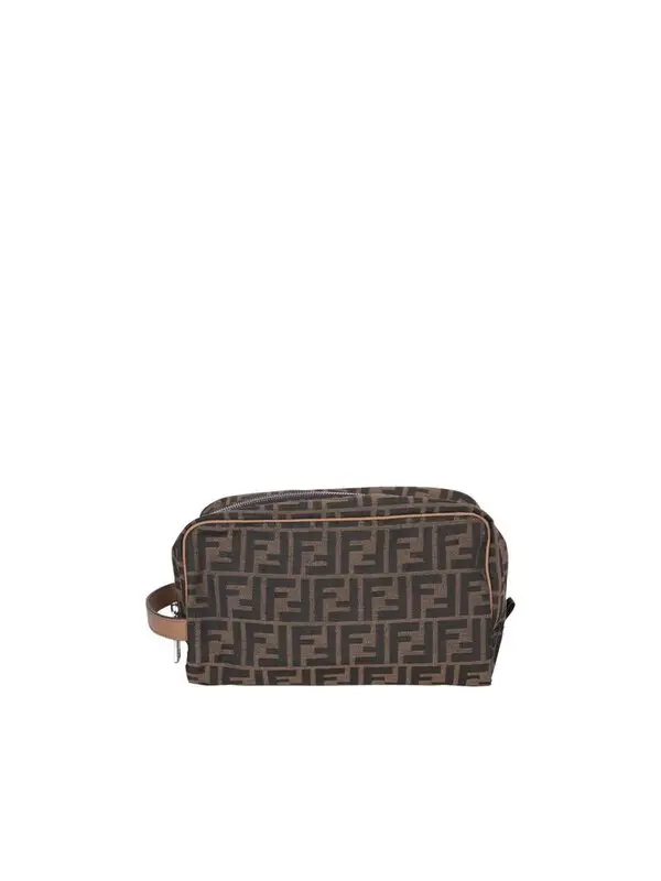 Fendi Ff Logo Print Necessaire - Brown
